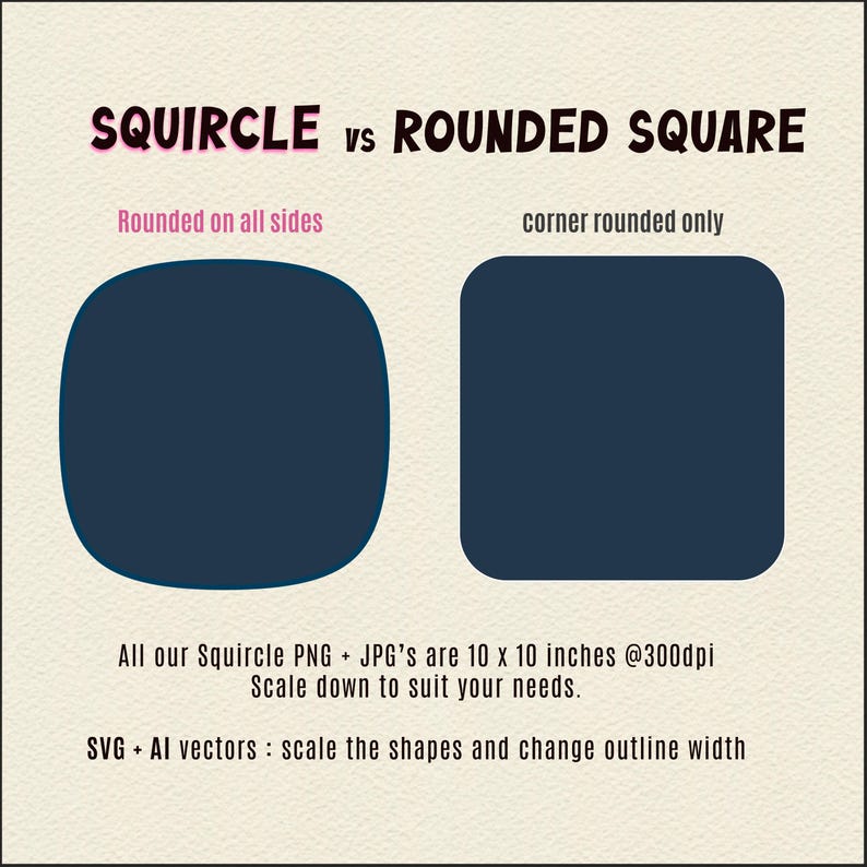 SQUIRCLES ROUNDED SQUARE Shape Design Elements Bundle in Solid, Outline ...