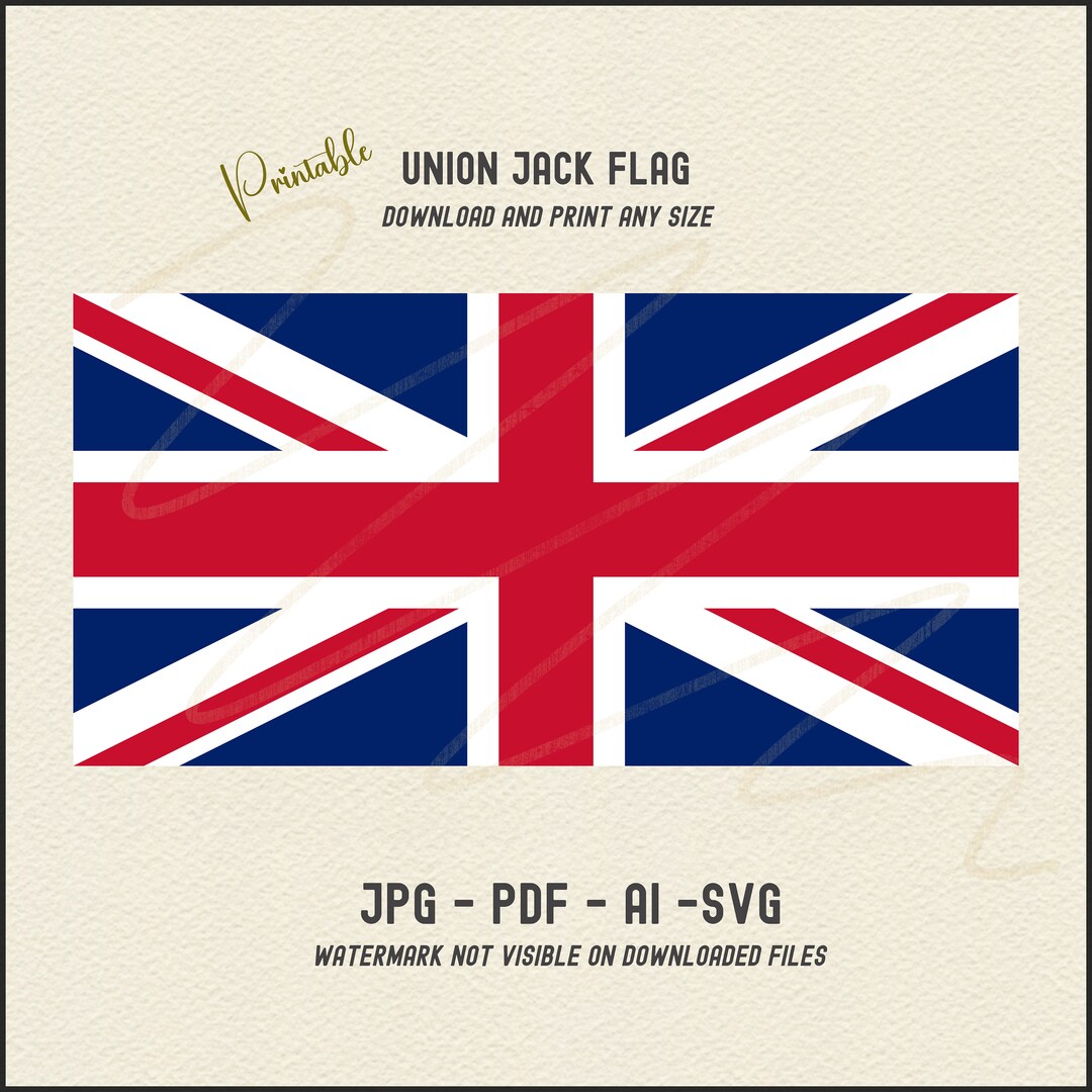 UNION JACK Printable Flag SVG, Pdf, Jpg. Official Flag of Great Britain. Print Small, Large or ...