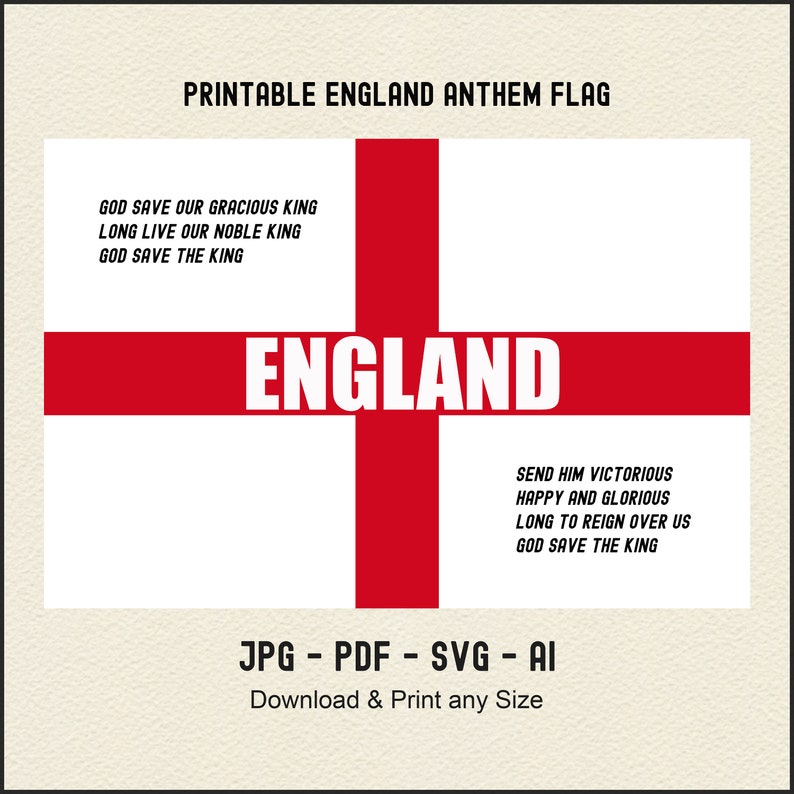 England Anthem Flag Printable: George Cross, National Anthem (SVG, PDF ...