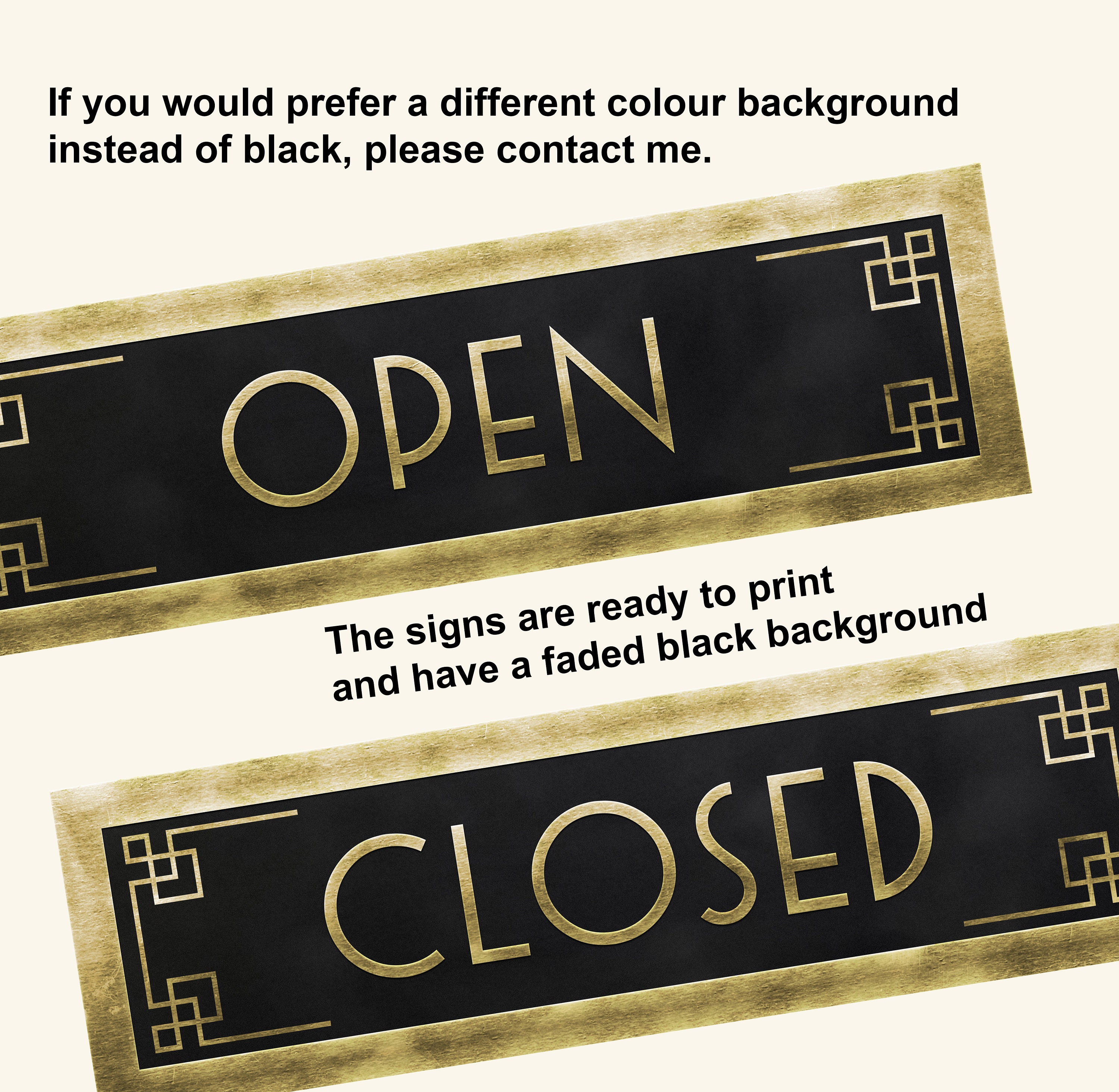 OPEN CLOSED Printable SIGNS in Art Deco Vintage Used Style for Shop ...