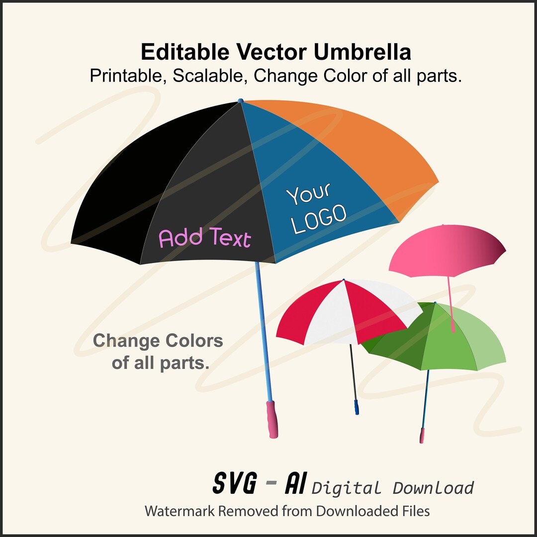 UMBRELLA VECTOR Svg + Ai, Editable, Printable, Scalable, Change All ...