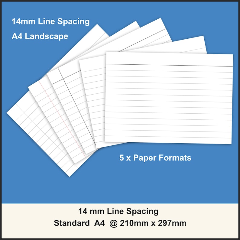 PRINTABLE Note PAPER Lines Bundle for A4 Paper in 5 Styles, Lined Paper ...