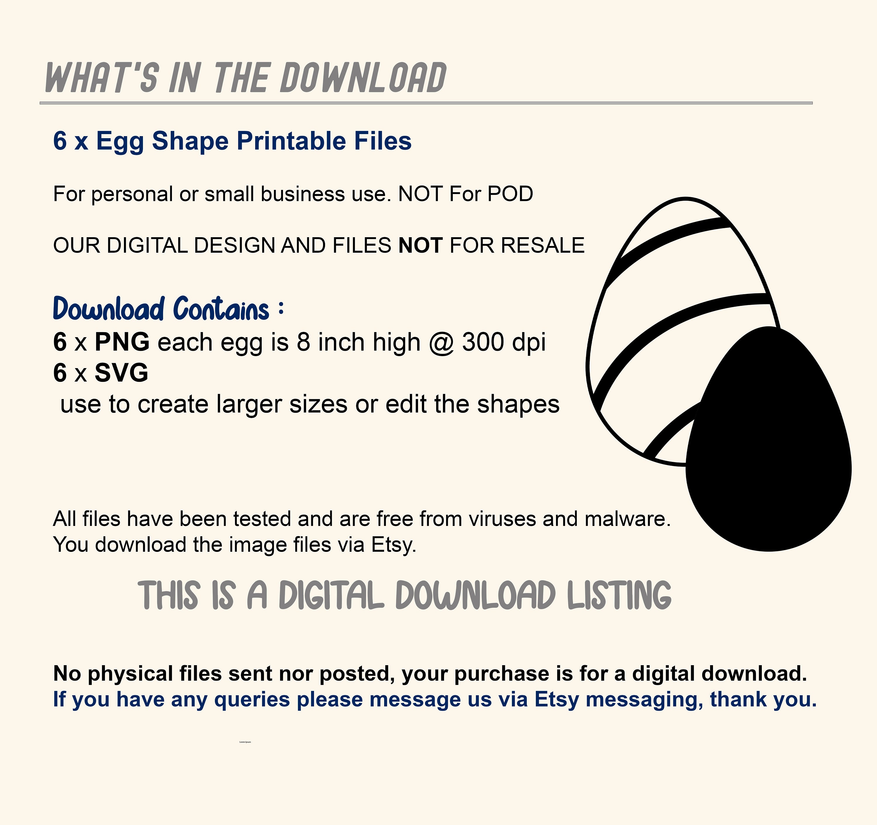 EASTER EGG PRINTABLE Templates X 6 Png + Svg. Easter Egg Silhouette ...