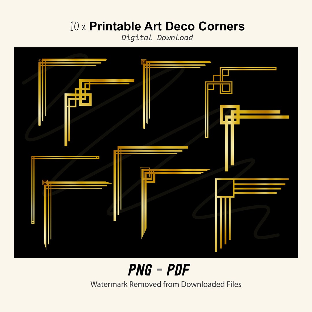 ART DECO CORNERS X 10 Printable Elements in Png Pdf Files for ...
