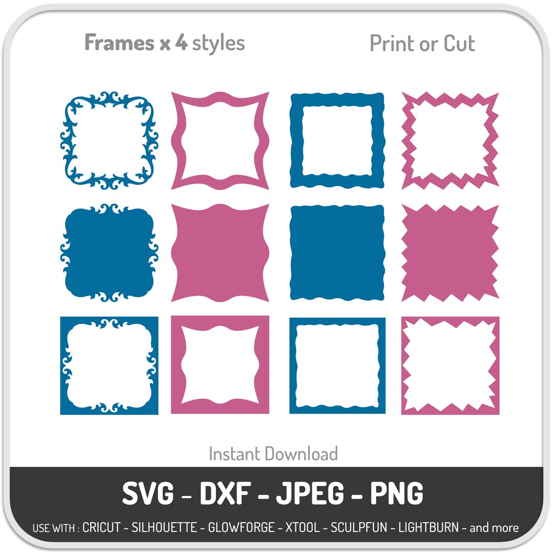 Quirky Frame Designs Bundle: SVG, DXF, JPEG Cut Files (digital Download ...