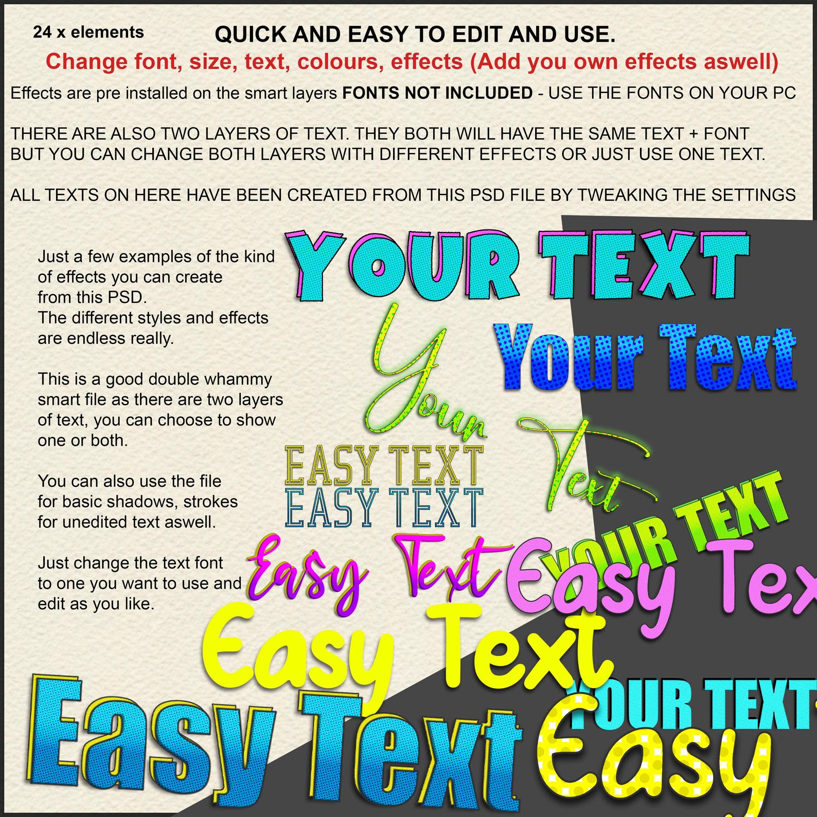 Photoshop Text Effects PSD Template: Smart Layer, Editable (digital ...