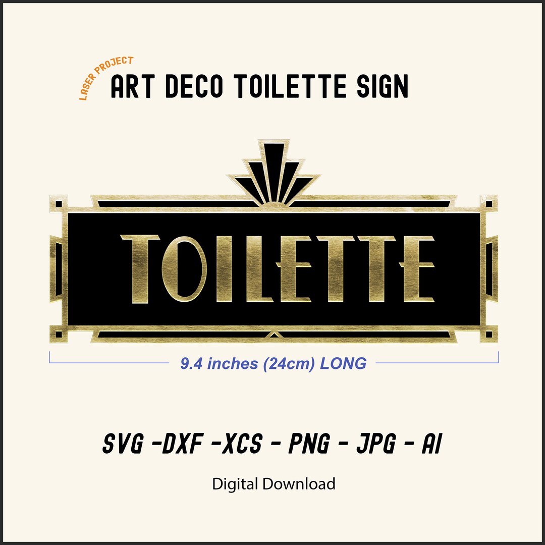 TOILETTE ART DECO Sign for Laser Cutting Machines or Print and Cut ...