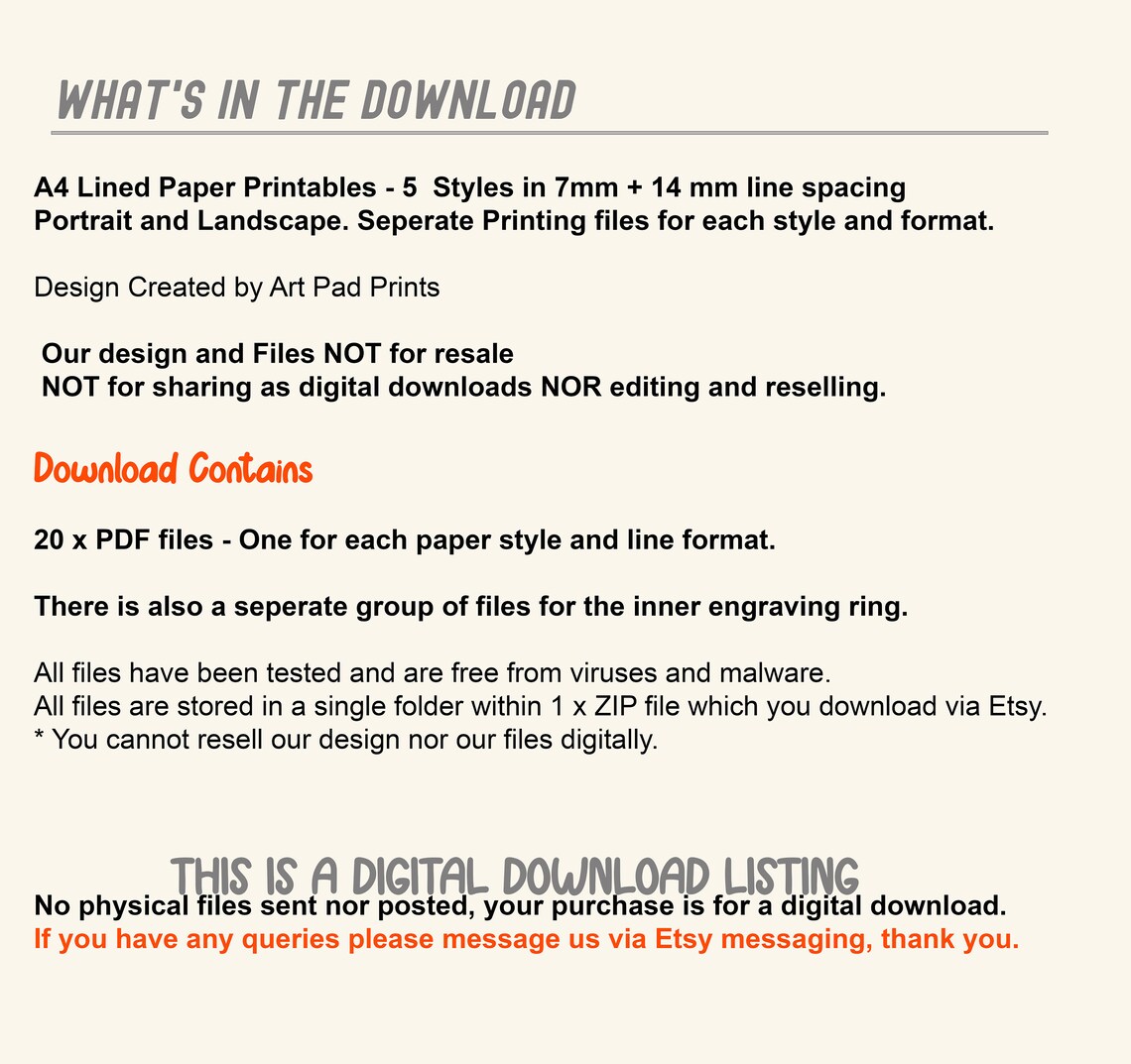 PRINTABLE Note PAPER Lines Bundle for A4 Paper in 5 Styles, Lined Paper ...