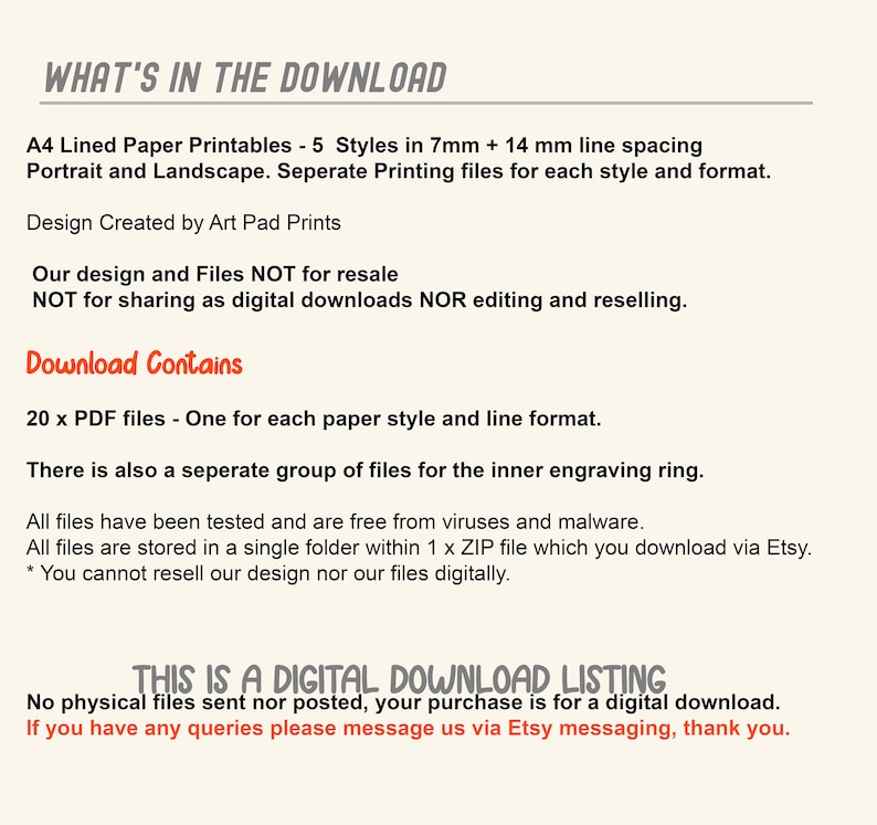 PRINTABLE Note PAPER Lines Bundle for A4 Paper in 5 Styles, Lined Paper ...