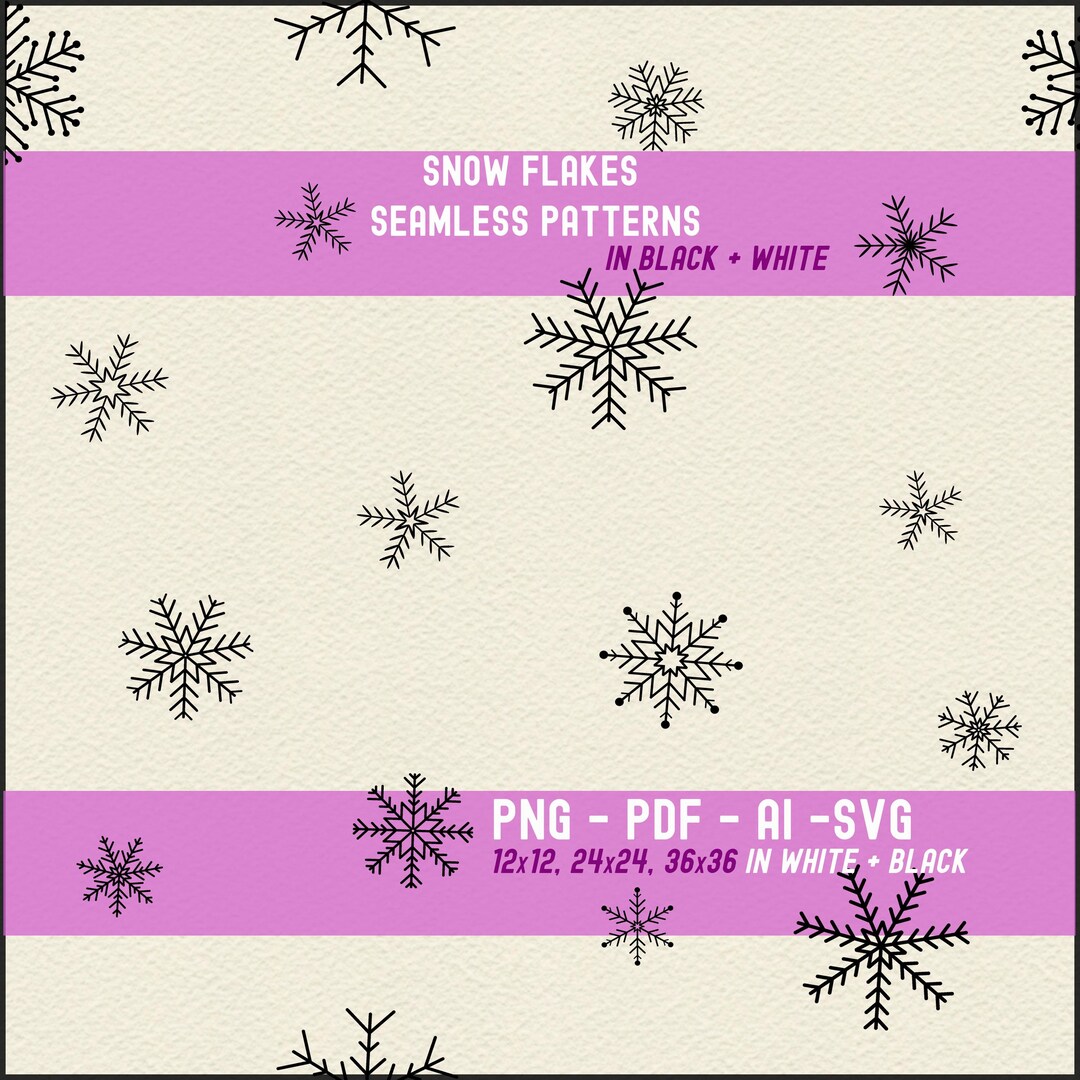 SNOW FLAKES Seamless Repeat Pattern Swatch + Printable Patterns Ready ...