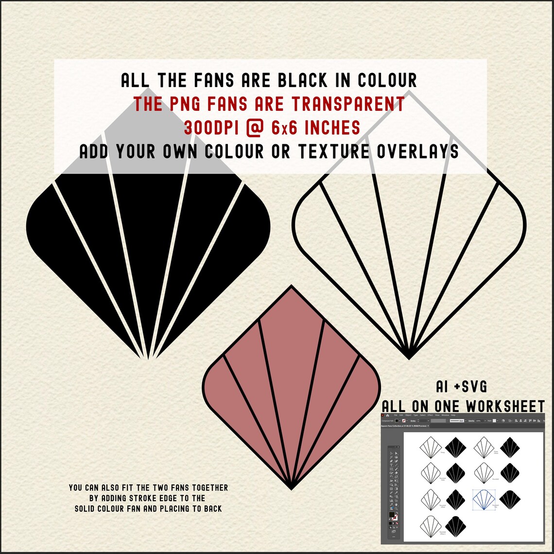 ART DECO Diamond FANS Svg + Png Decorative Fan Outlines + Solid Shapes ...