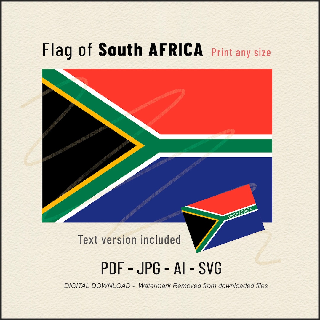 South Africa Flag Print: National Flag, SVG, PDF, JPEG (digital ...