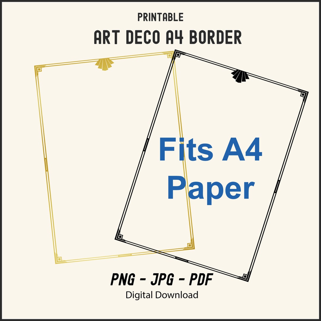 ART DECO Printable BORDERS / Frames for Note Paper, Writing Paper ...