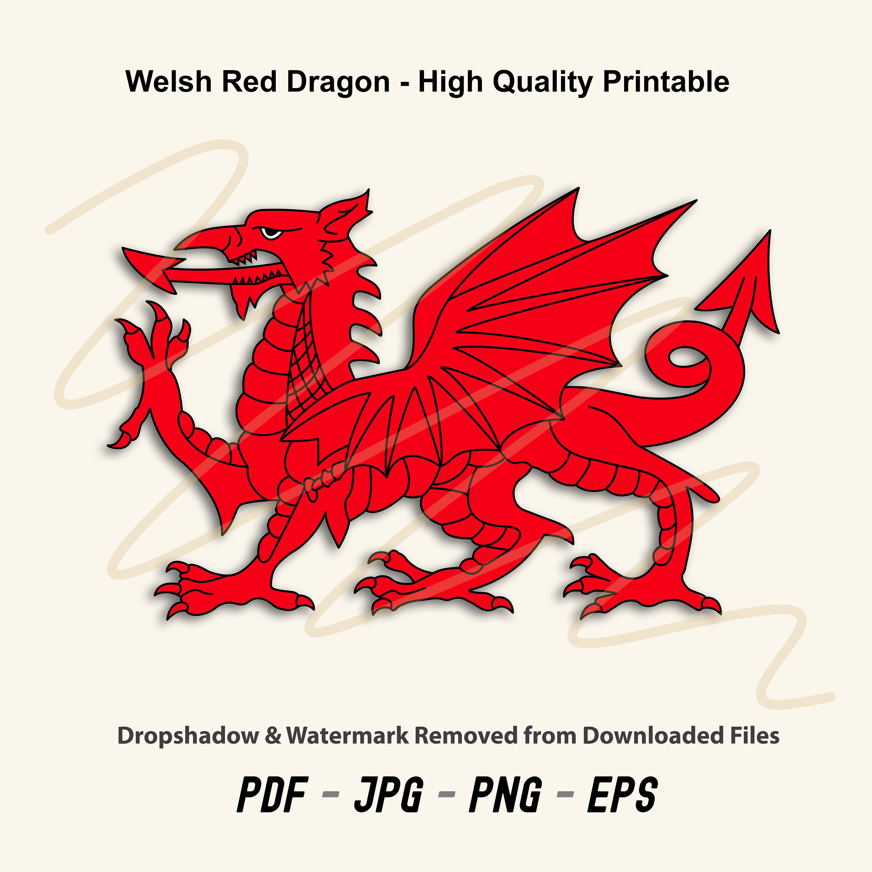 WELSH RED DRAGON Printable Png, Jpg, Pdf, Eps High Quality Digital ...