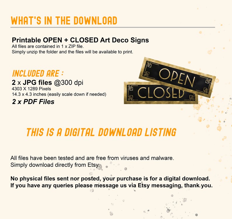 OPEN CLOSED Printable SIGNS in Vintage Used Style for Shop, Business ...