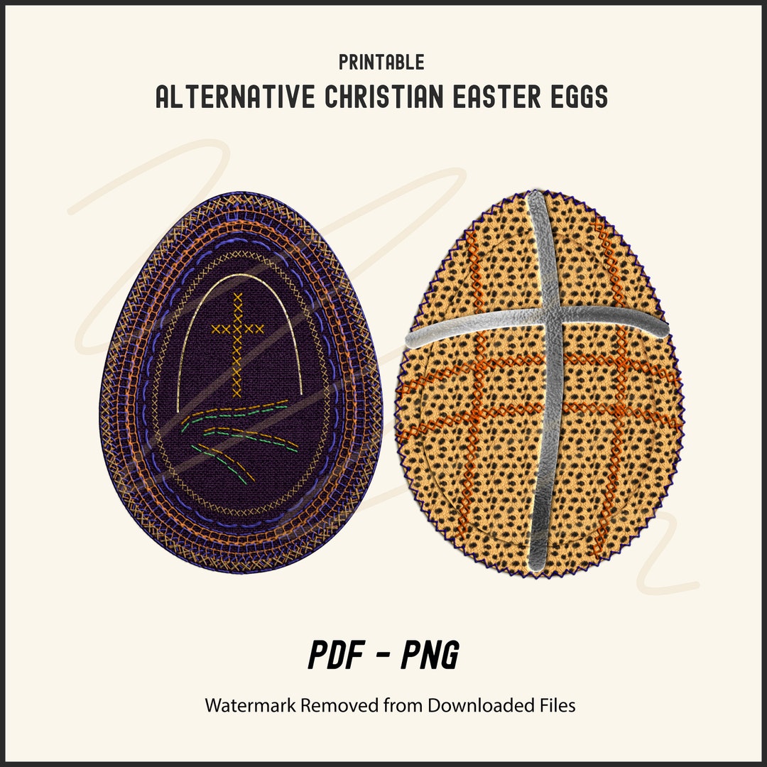 CHRISTIAN EASTER EGGS X 2 Printable Png + Pdf With Christian Crosses ...