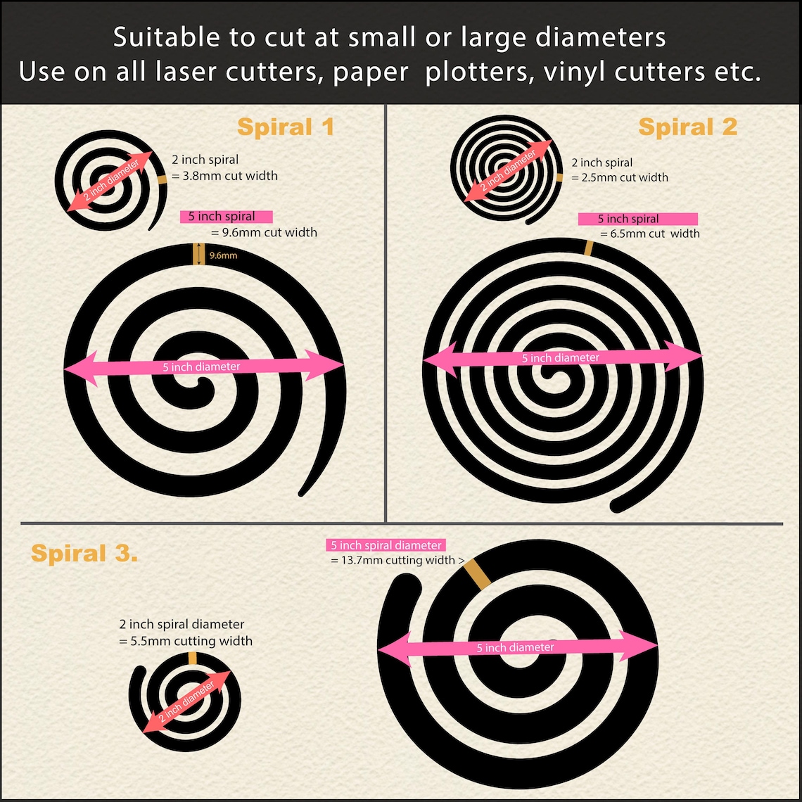 Spirals SVG DXF: Bold Spiral Designs , Laser Cut or Print Files ...