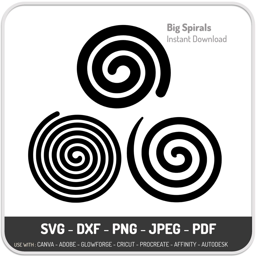 Spirals SVG DXF: Bold Spiral Designs , Laser Cut or Print Files ...