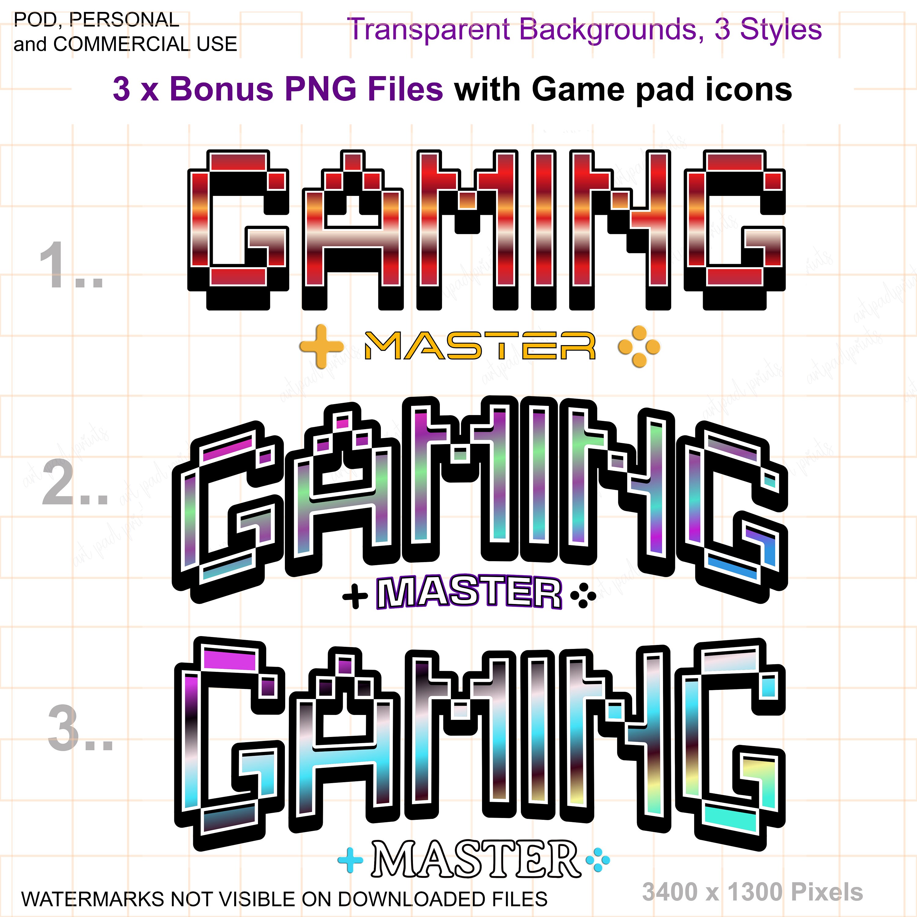 GAMING Master Gamers PNG SVG 3 X Graphics Bundle. 6 X Free - Etsy