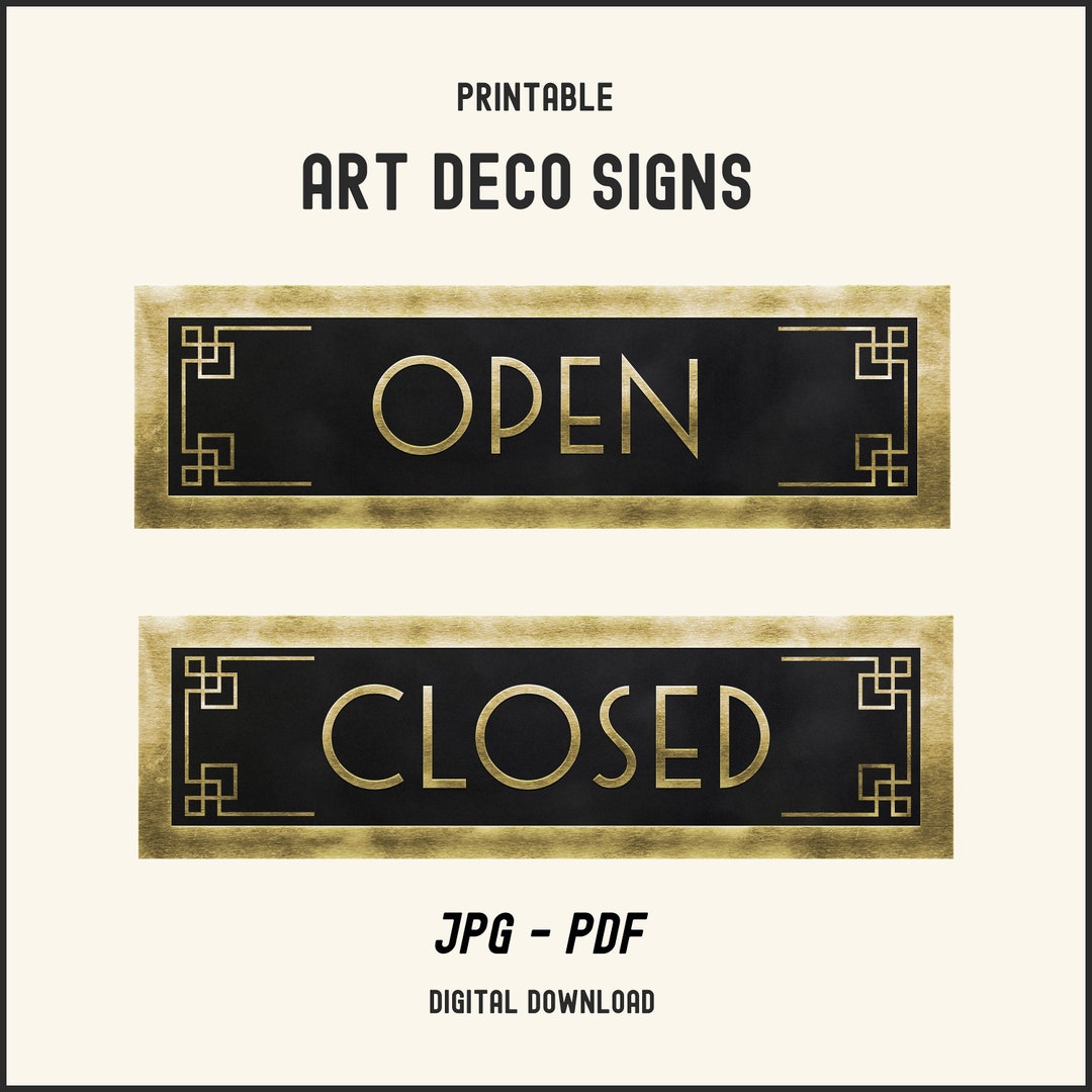 OPEN CLOSED Printable SIGNS in Art Deco Vintage Used Style for Shop ...