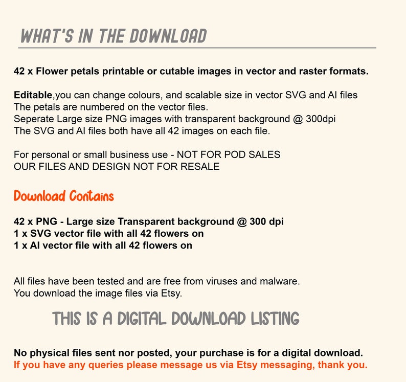 FLOWER PETALS Clip Art Printables Svg + Png X 42 Printable Bundle ...
