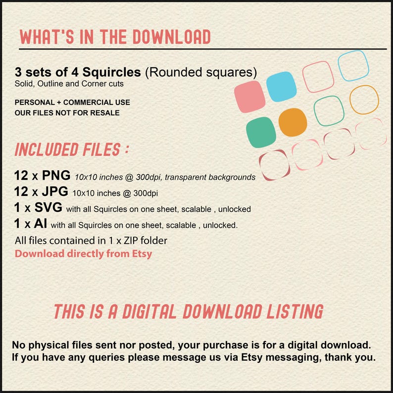 SQUIRCLES ROUNDED SQUARE Shape Design Elements Bundle in Solid, Outline ...