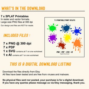 Paint Splats Clip Art: Raster & Vector Files (digital Download) - Etsy