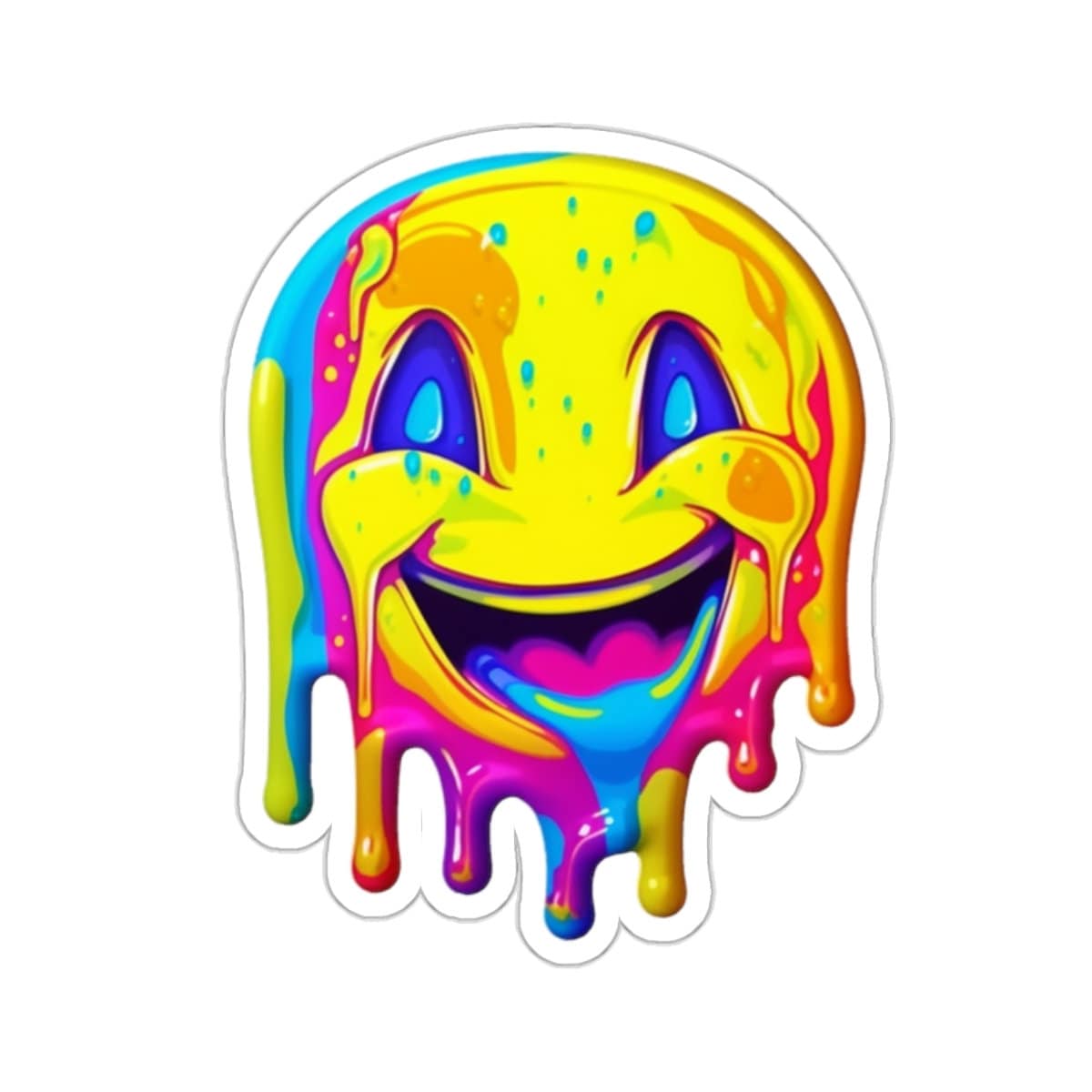 Smiley Psychedelic Sticker Trippy Melting Smiley Kiss-cut Stickers - Etsy
