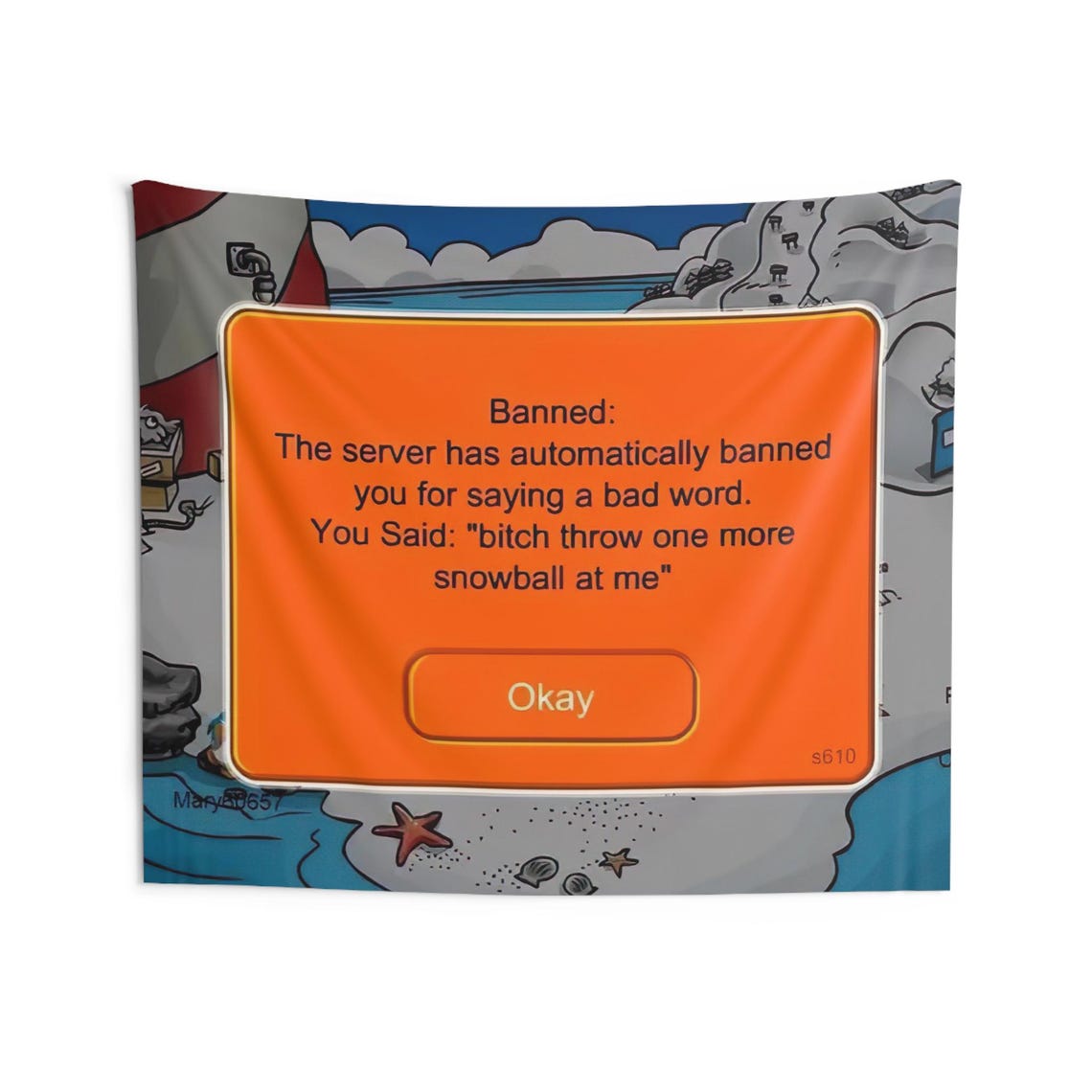 Club Penguin Banned Tapestry Funny Tapestries Meme Tapestry for Bedroom ...