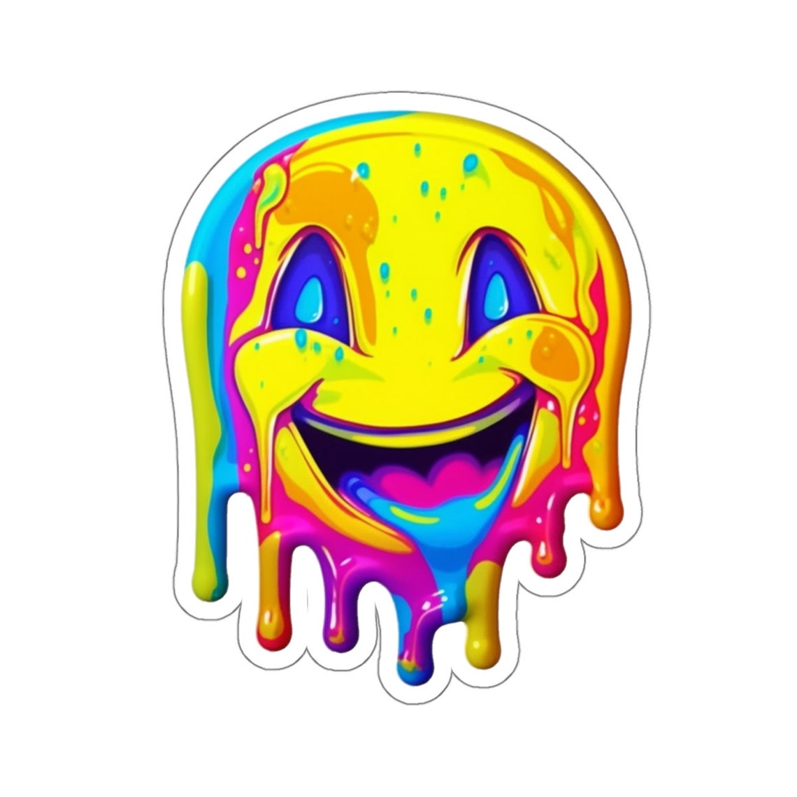 Smiley Psychedelic Sticker Trippy Melting Smiley Kiss-cut Stickers - Etsy