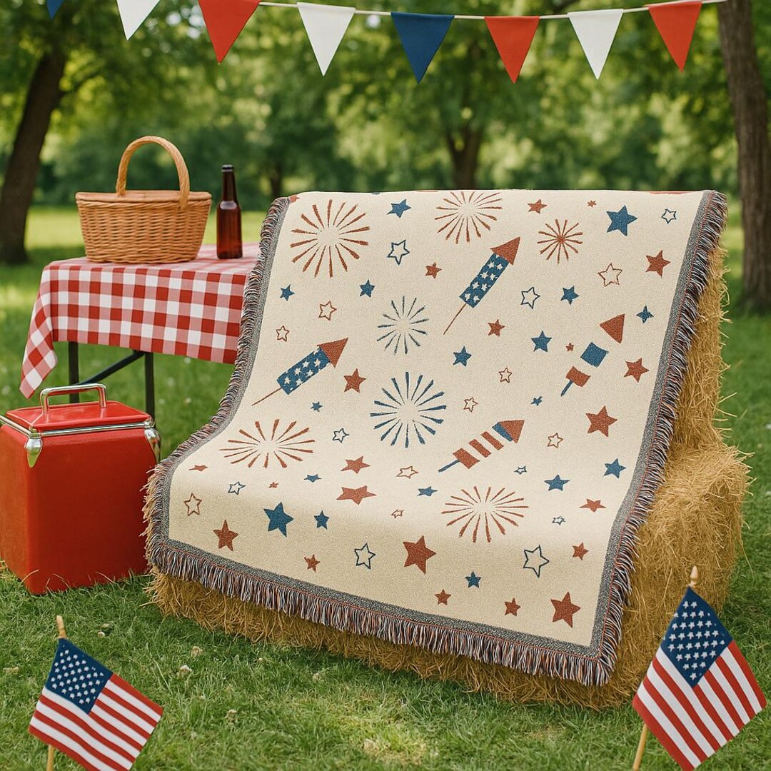 Fourth of July Outdoor Throw Blanket | Pic-nic Blanket for 4th of July ...