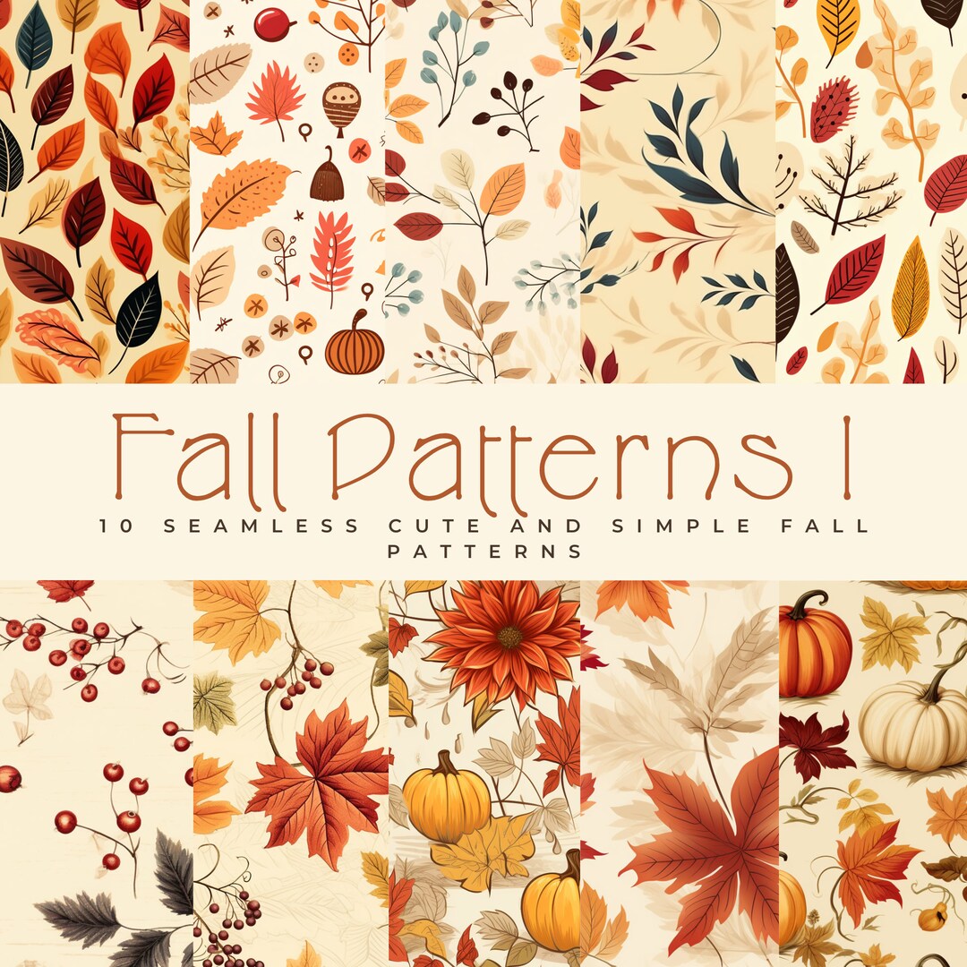 Vintage Fall Digital Papers Digital Prints, Seamless Repeat Autumn ...