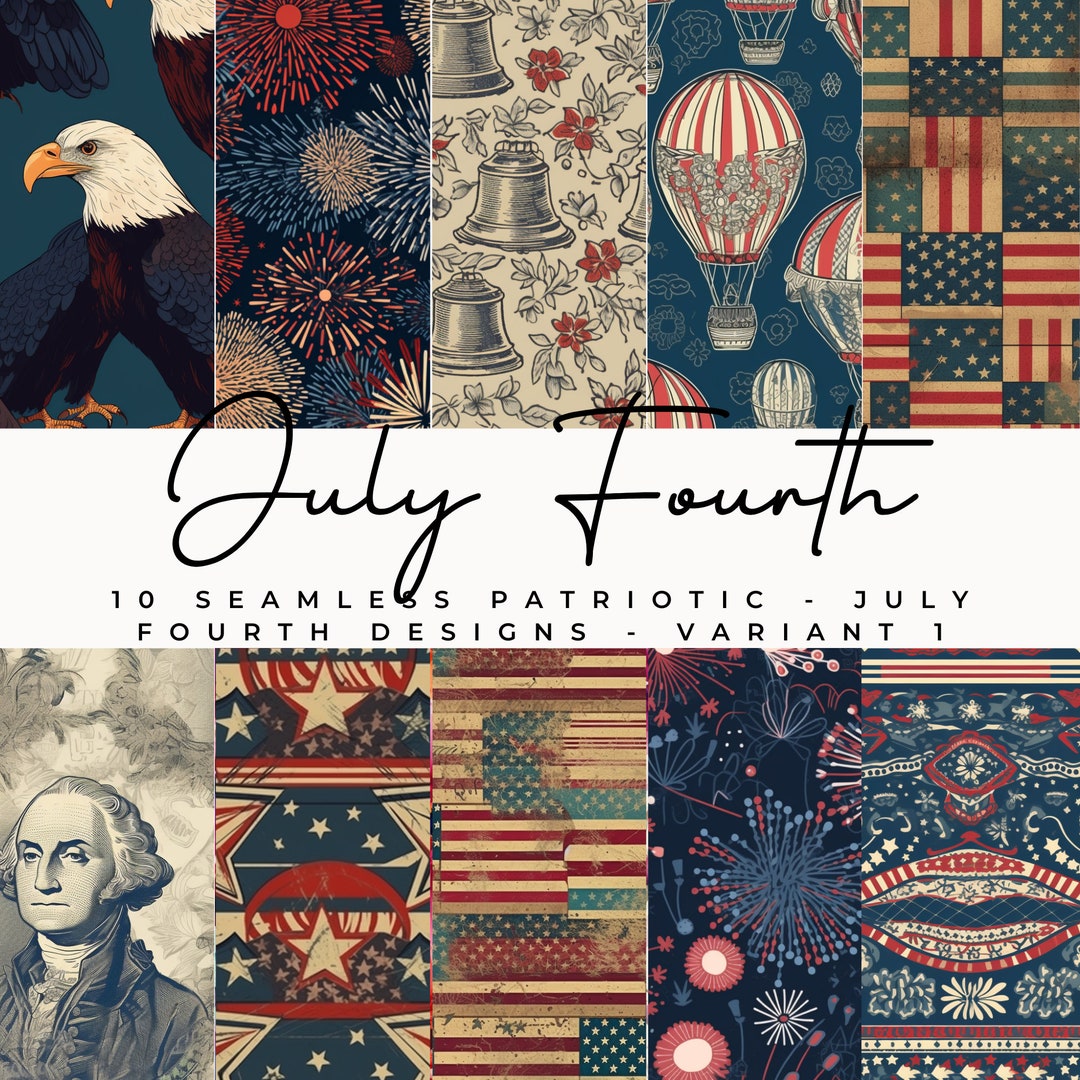 Seamless Patriotic Digital Paper V1 American Art Patterns Fourth of ...
