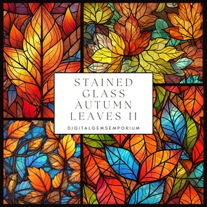 Stained Glass Pattern, Stained Glass Autumn Leaves, Digital Art ...