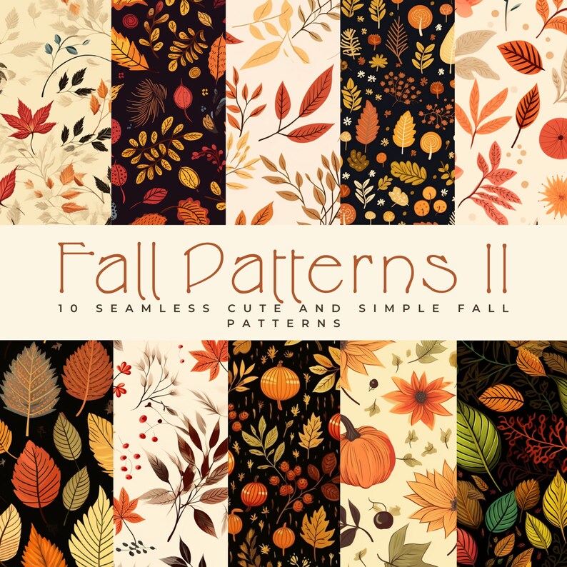 Vintage Fall Digital Papers Digital Prints, Seamless Repeat Autumn ...