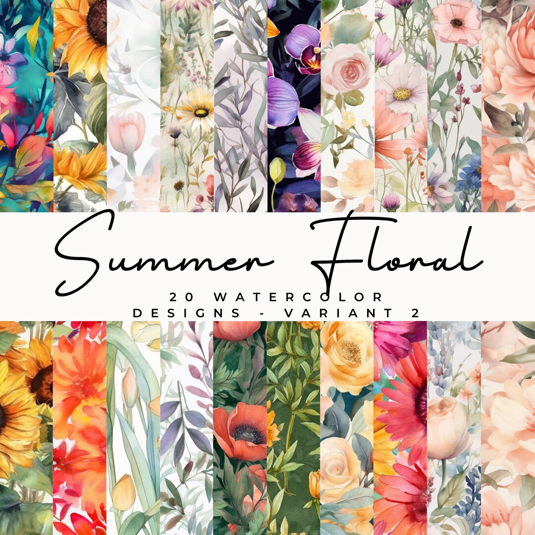 Summer Floral Digital Prints V2 Seamless Printable Flower Patterns ...