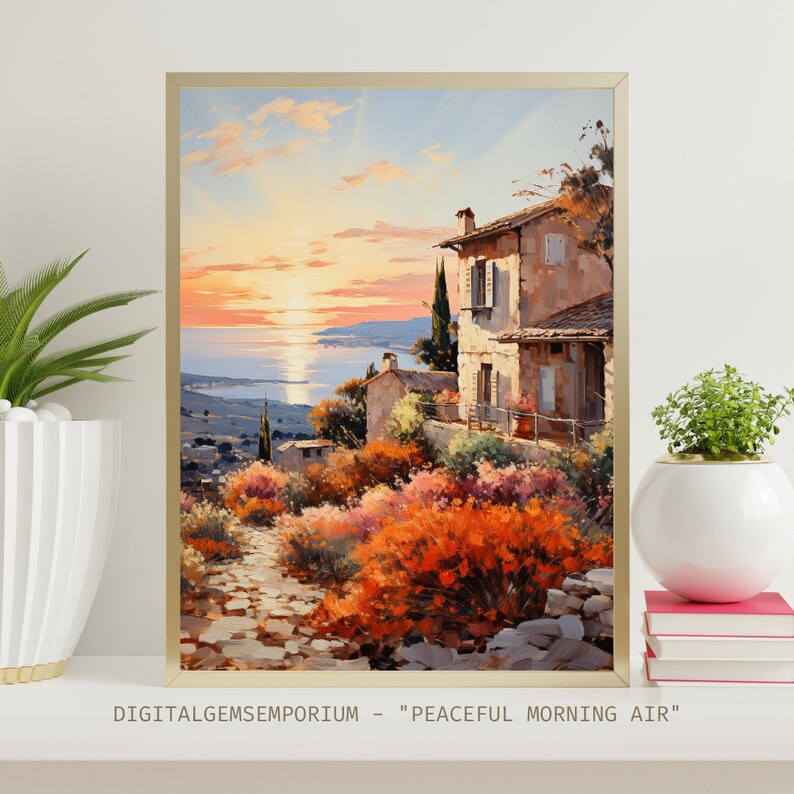 Printable Vintage House by the Seaside Oil Painting, Vintage Landscape ...