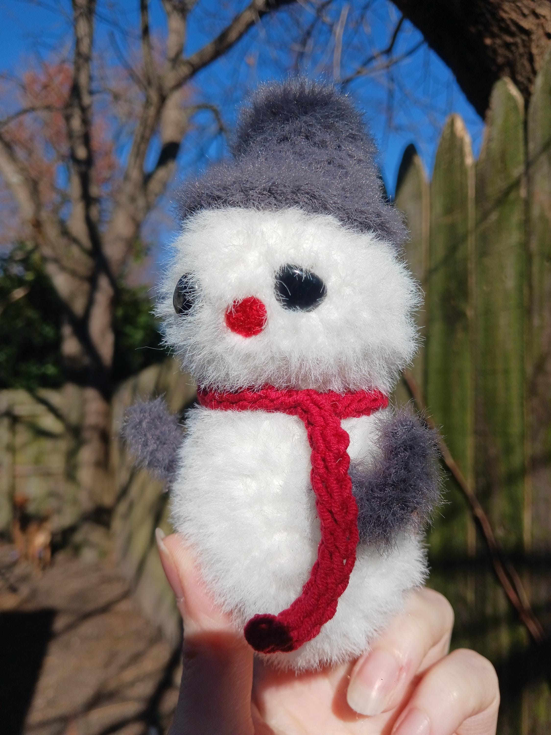 Mini Snowman Plush, Crochet Amigurumi Unique Handmade Christmas Decore ...