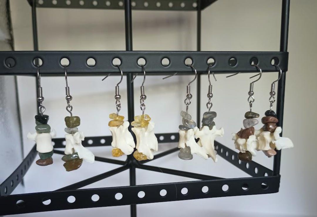 Rattlesnake Vertebrae Earrings With Real Crystals Dangle Earrings Snake ...