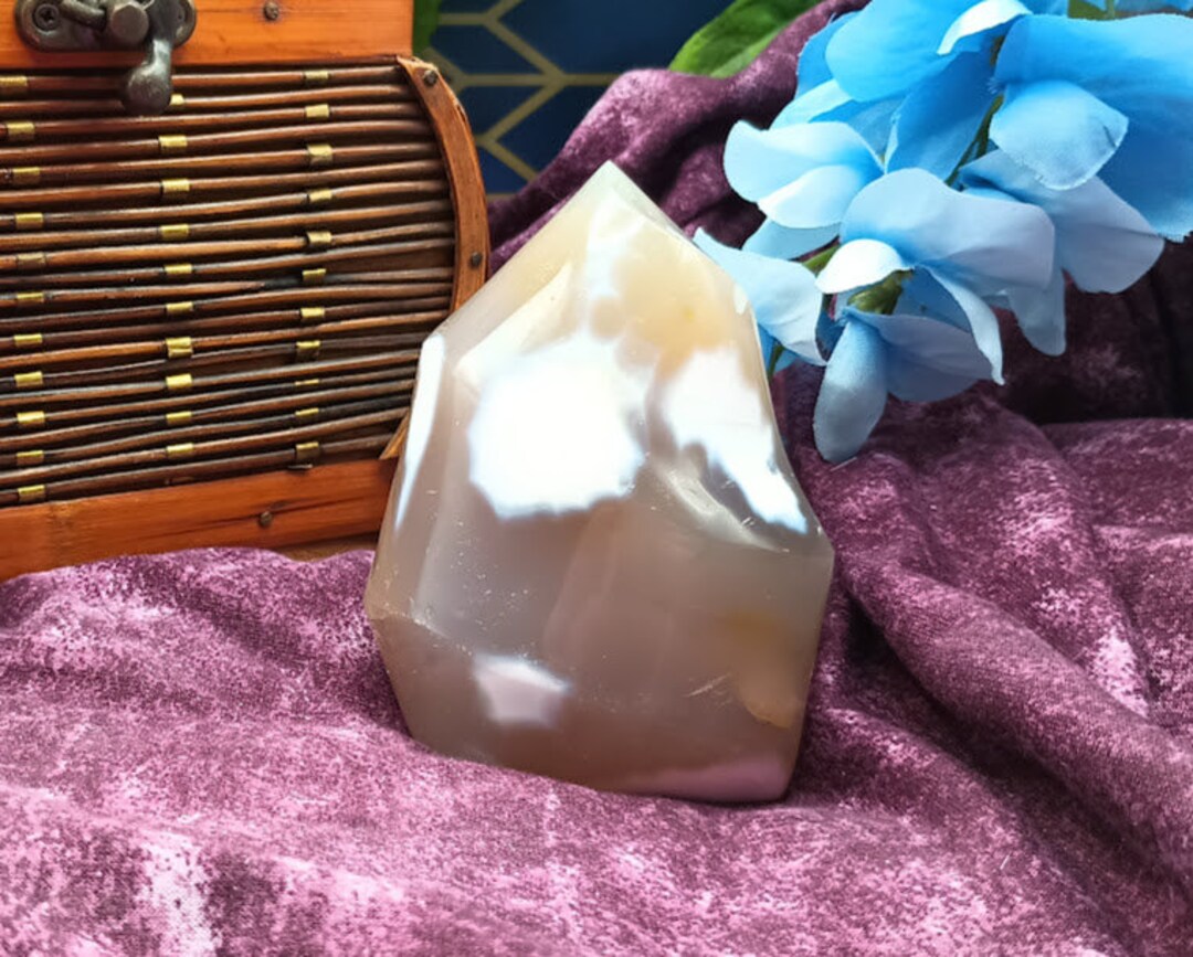 400g Orca Agate Flame Carving Pink and Peach Metaphysical Depression ...