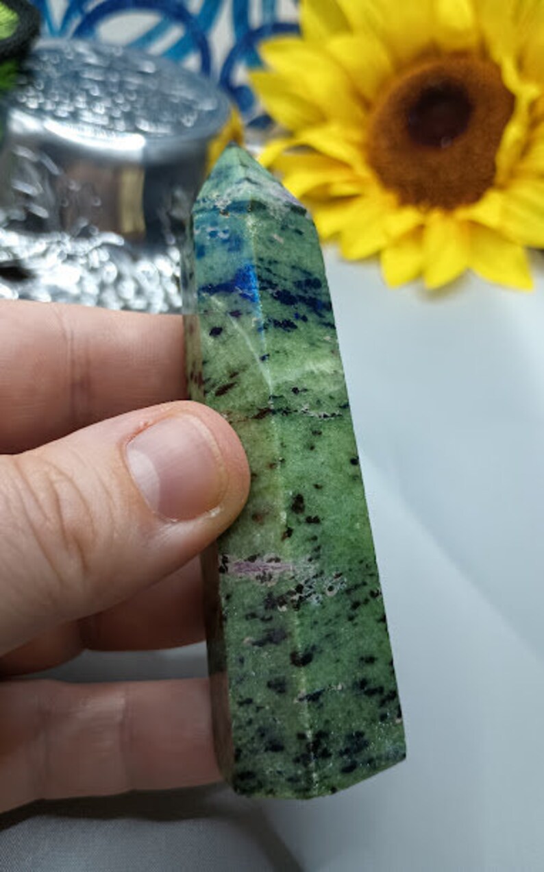Ruby Zoisite Tower With Aura Aura Tower Metaphysical Crystal Healing Reiki Healing Witchcraft ...