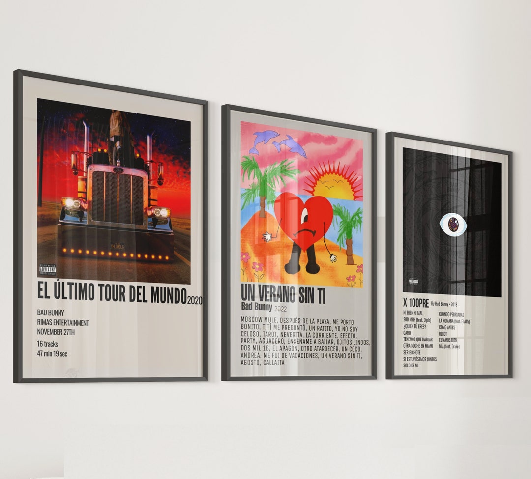 Bad Bunny Poster Set of 3 Bad Bunny Album Cover Bad Bunny - Etsy