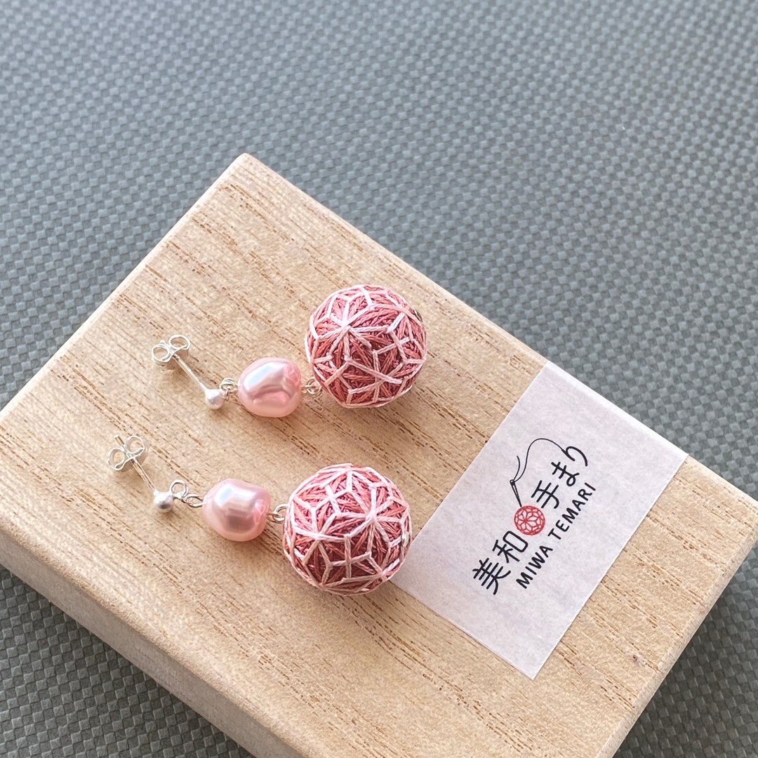 Japanese Earrings "asanoha", Silk Embroidery. Traditional Japanese ...