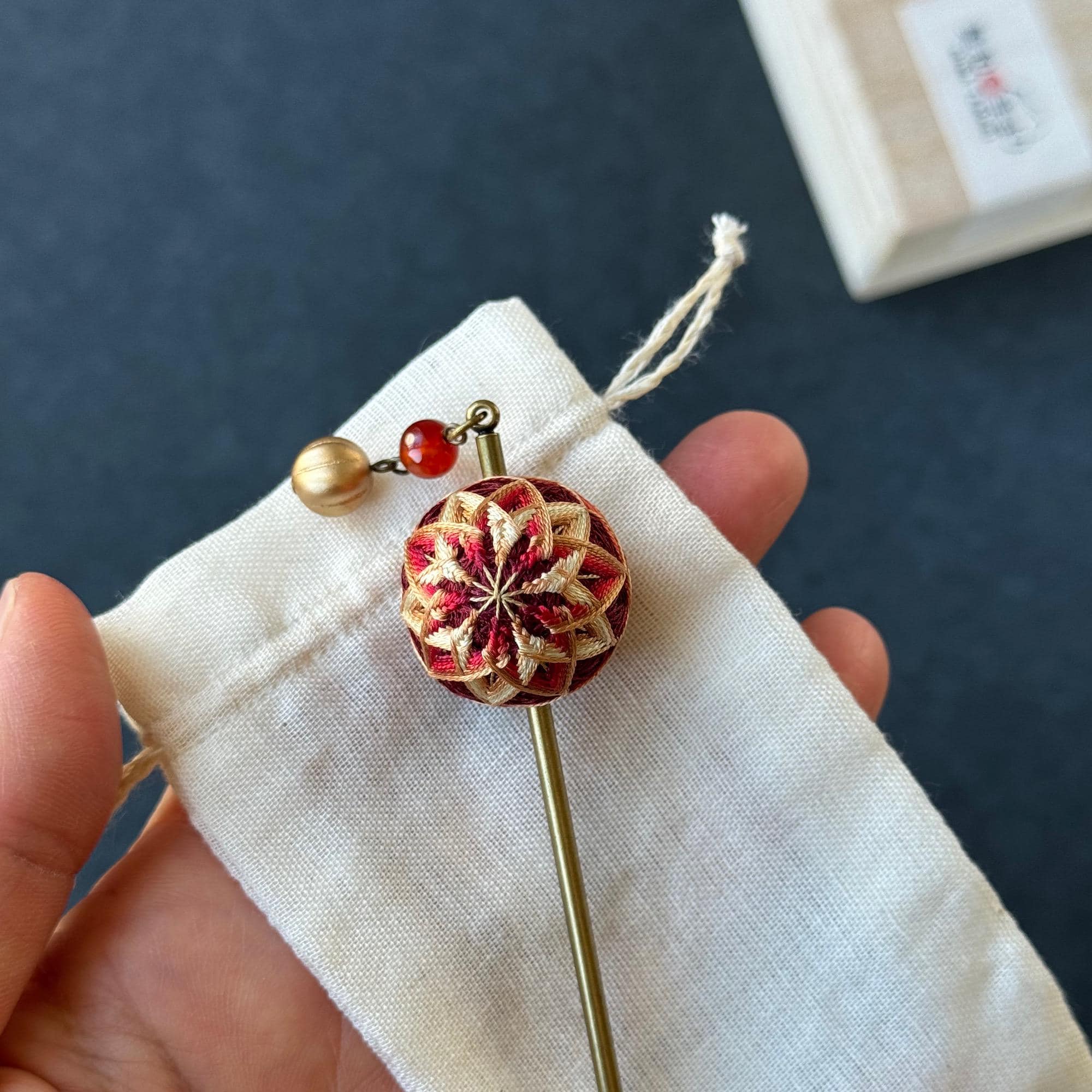 Japanese Kanzashi Hair Stick With Silk Temari Ball, Flower Pattern - Etsy