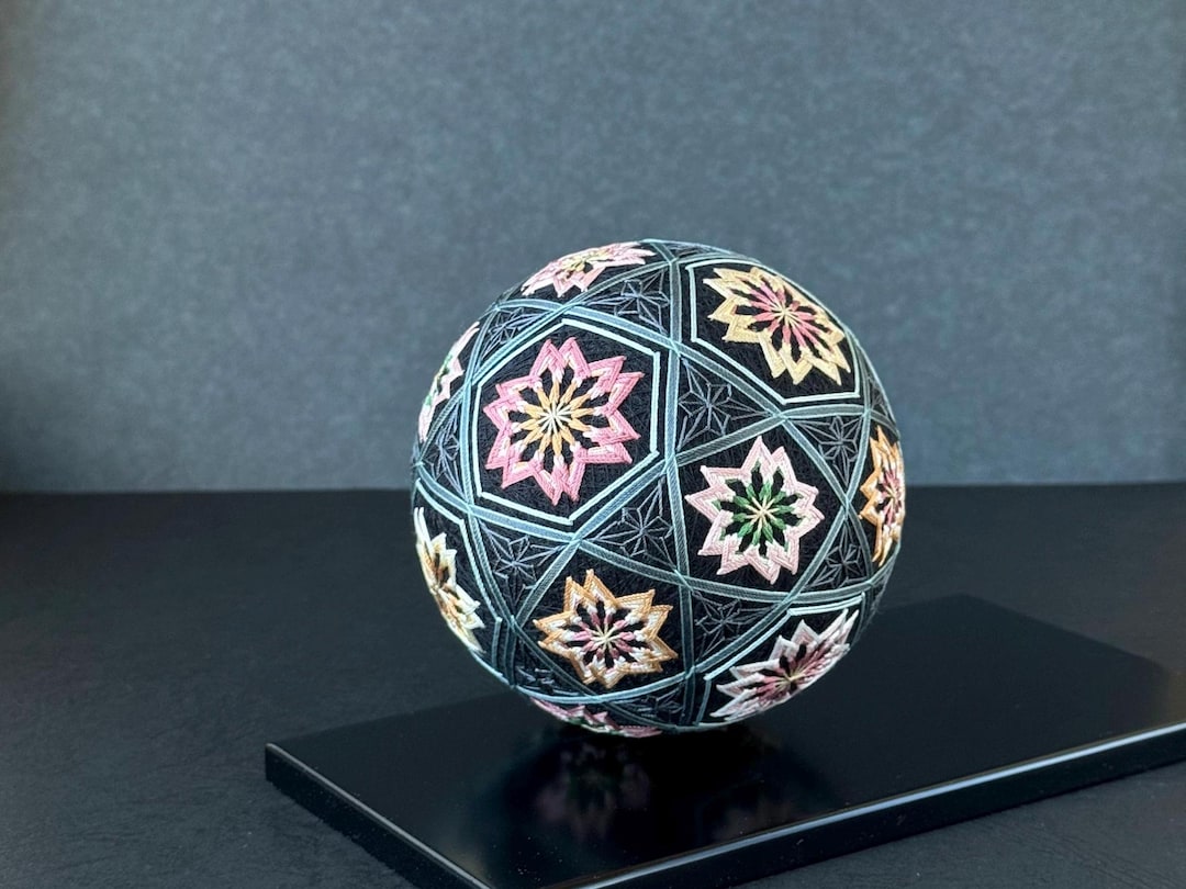 Japanese Temari Ball for Home Decor: Sakura and Asanoha, Silk ...