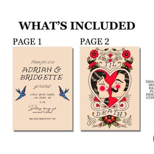 Tattoo Wedding Invitation: Rockabilly Old School Design (canva Template ...