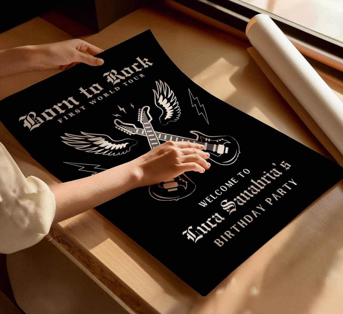 Rockstar First Birthday Welcome Sign: Editable Template (digital ...