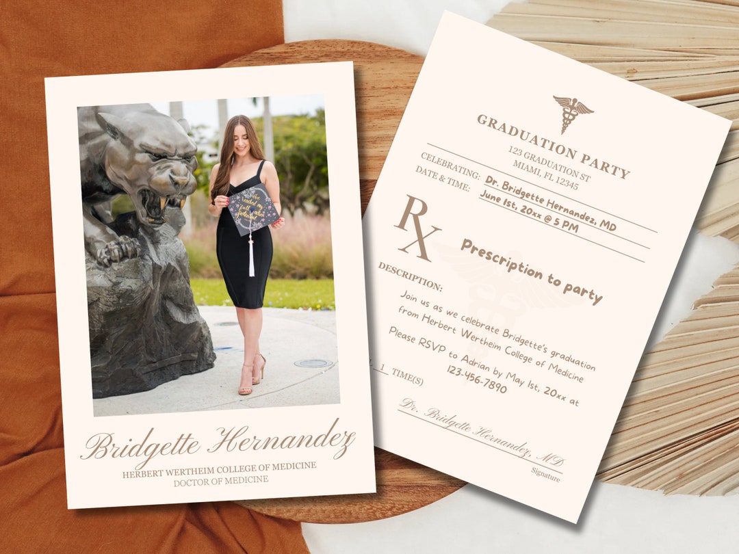 RX Prescription Medical School Graduation Party Invitation MD Grad DO ...