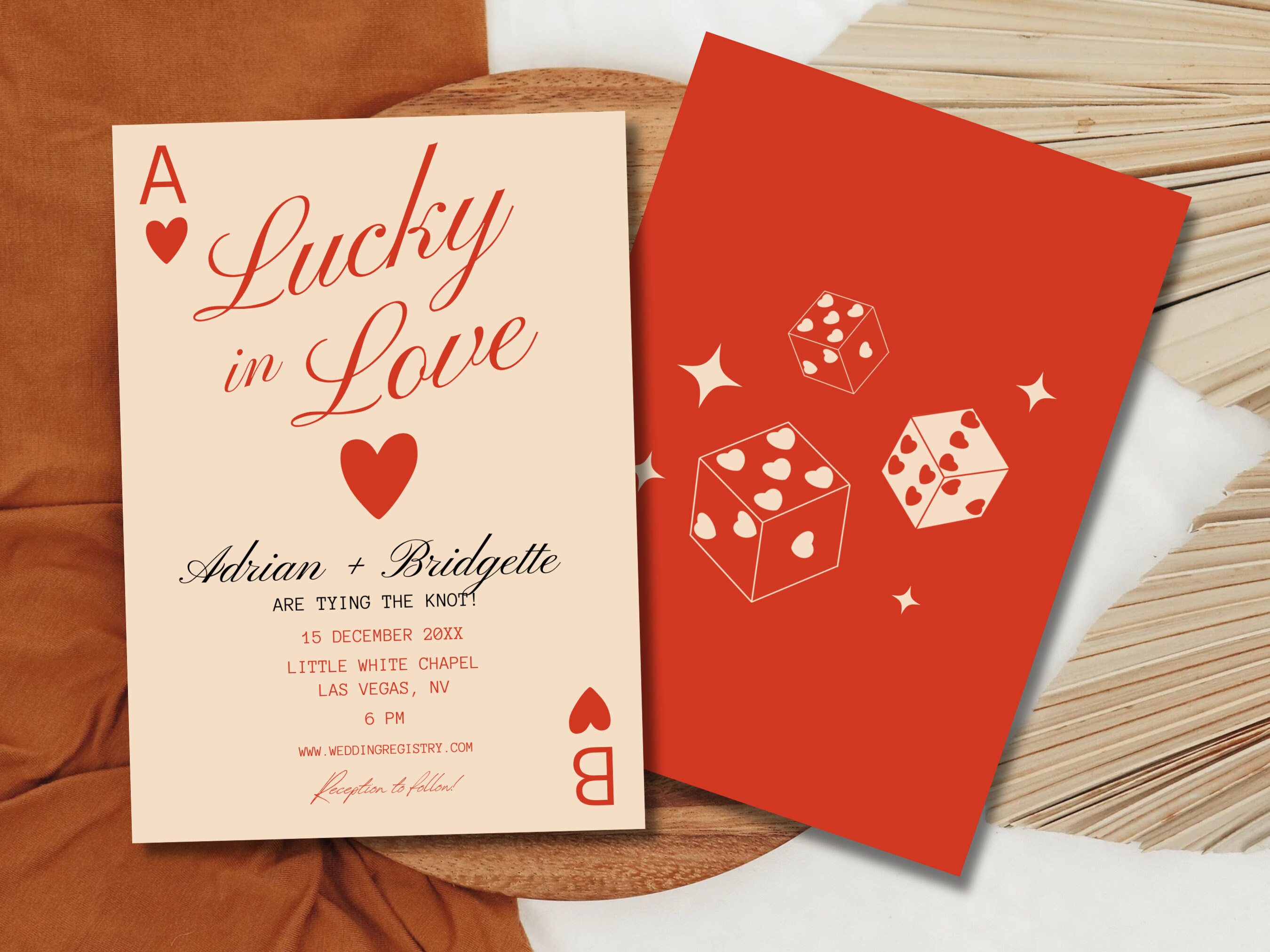 Lucky in Love Wedding Invitation Las Vegas Wedding Invite Playing Cards ...
