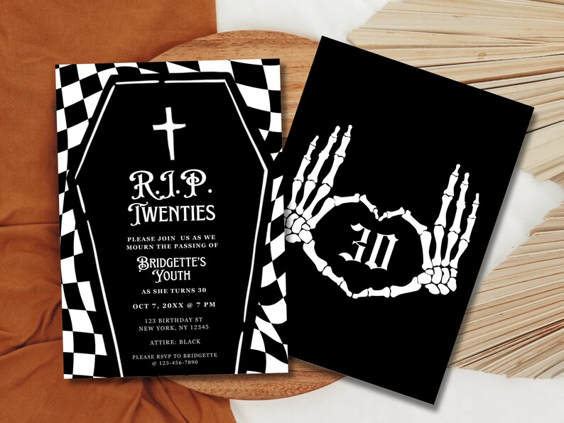 RIP Twenties 30th Birthday Invitation Template RIP to My 20s Skull ...